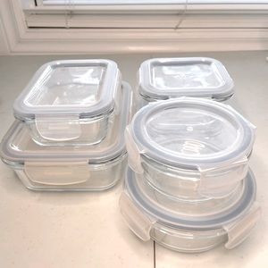 Kitchen | Glass Food Storage Containers With Lids 6 Pack | Poshmark